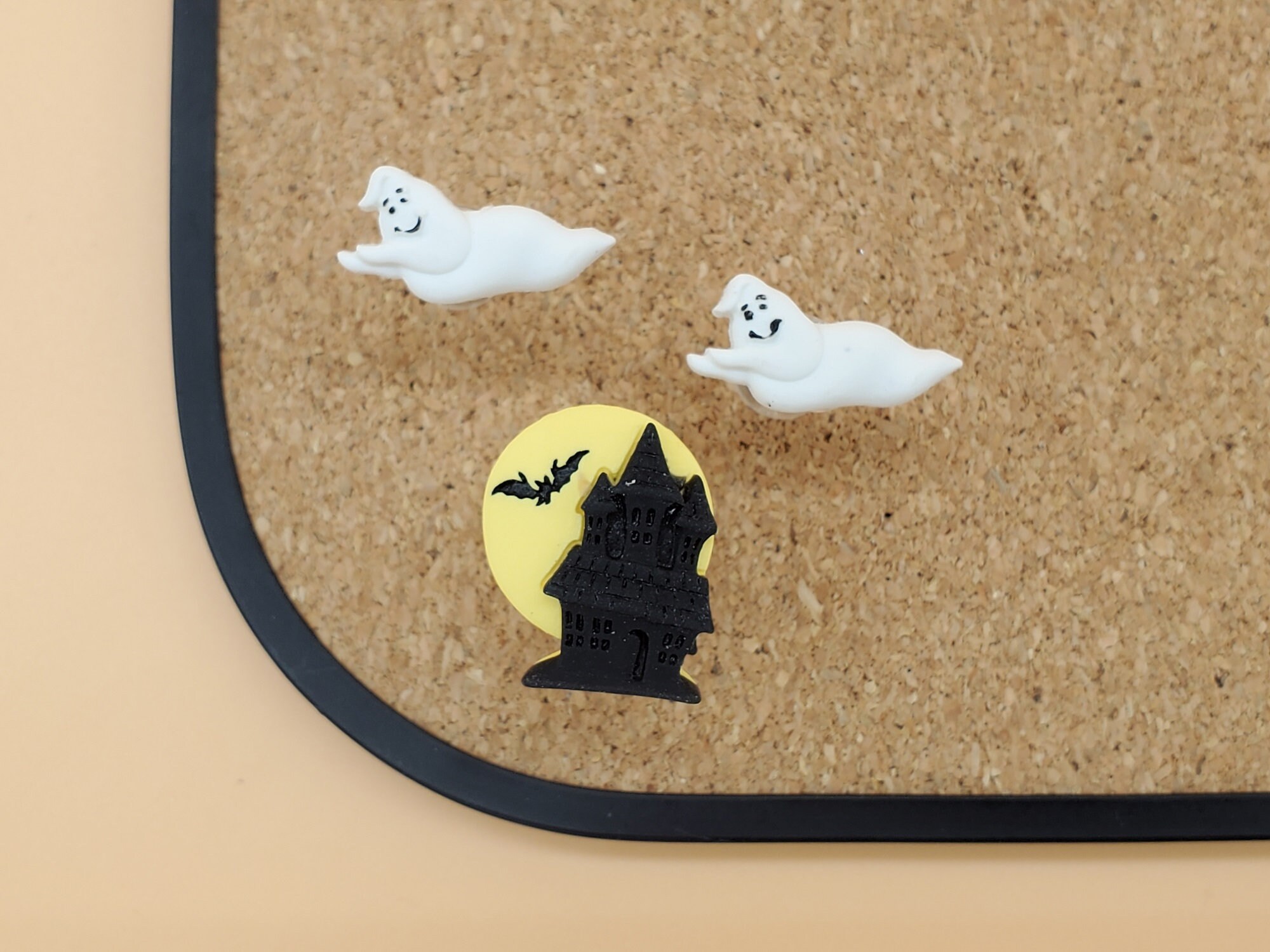 Haunted House and Ghost Cork Board Pins Halloween Push Pins - Etsy