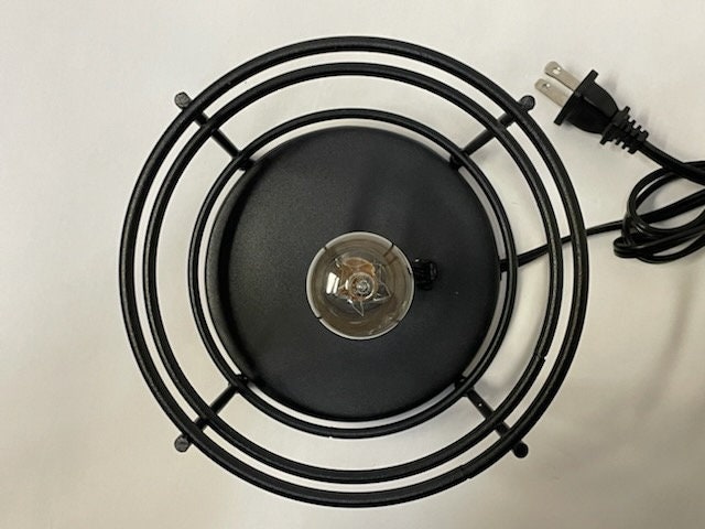 Vintage Black Wire Cage Table Lamp With Bulb - Etsy