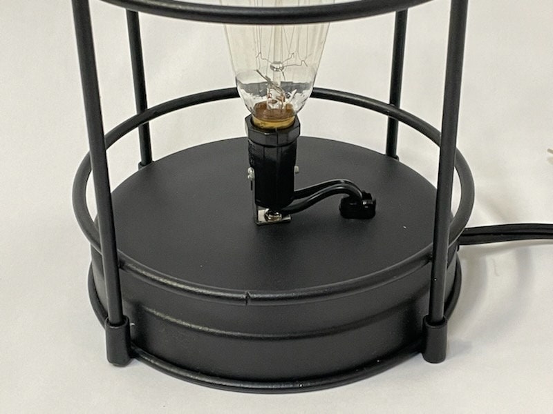 Vintage Black Wire Cage Table Lamp With Bulb - Etsy