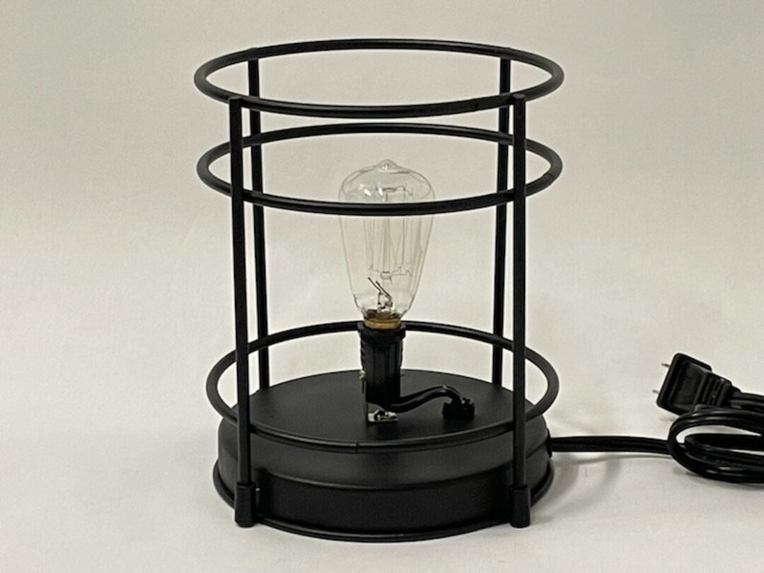 Vintage Black Wire Cage Table Lamp With Bulb - Etsy