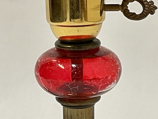 Vintage 1960's Red Glass Marble Base Table Lamp - Etsy