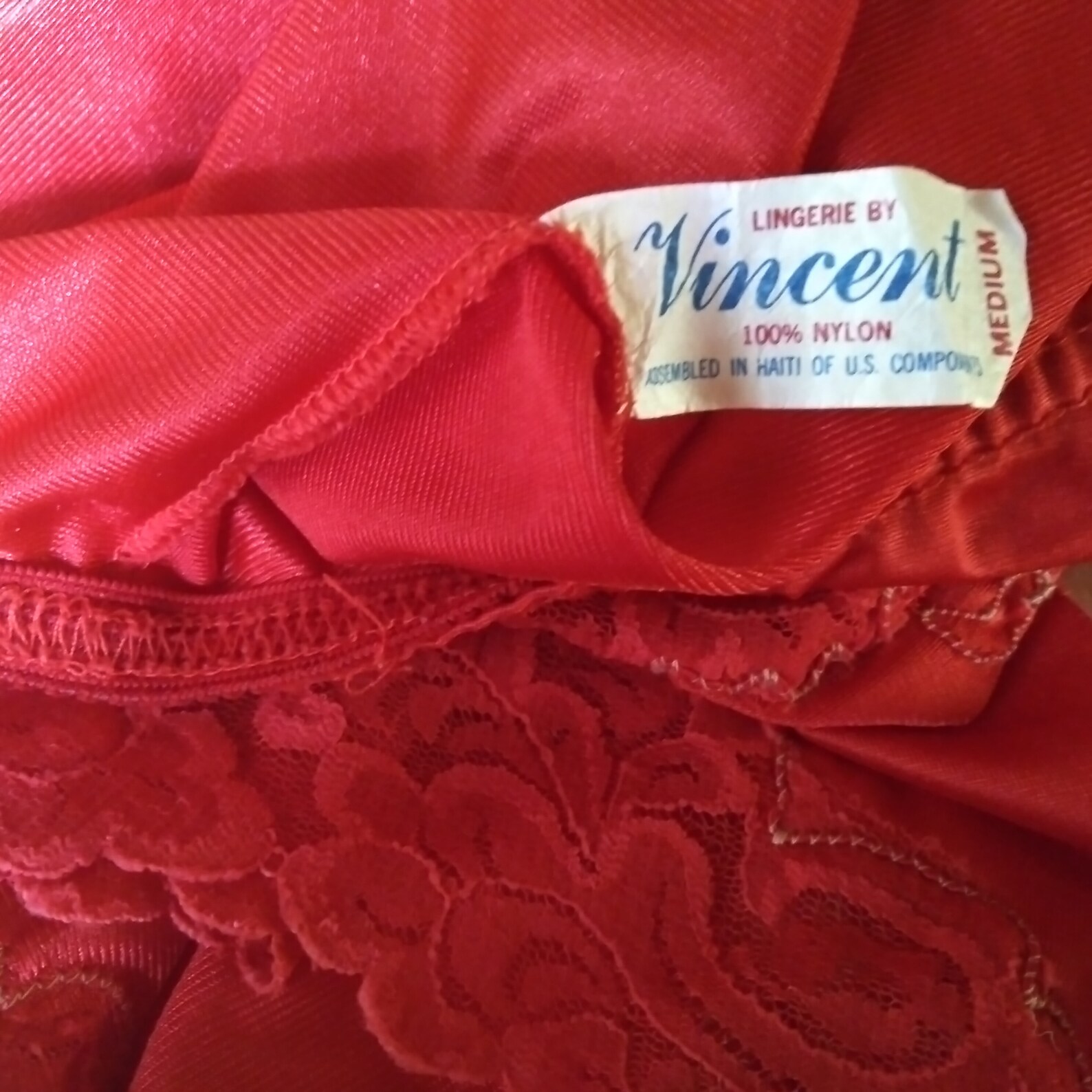 Lingerie by Vincent Red Nylon Slip Size Medium - Etsy