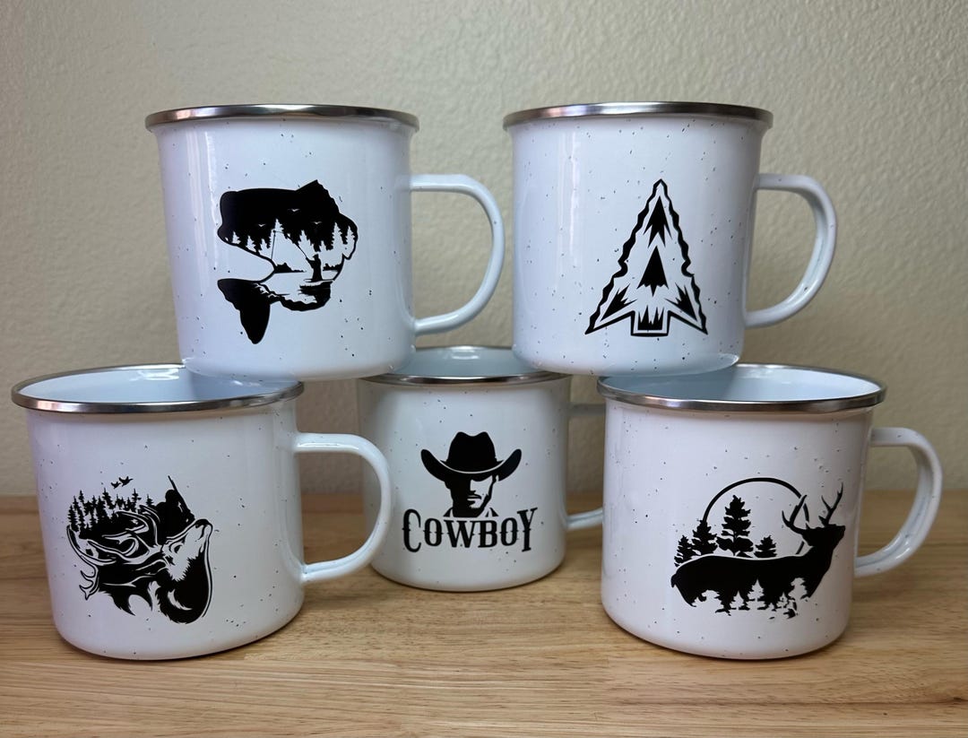 Enamel Country Themed Campfire Cup, Outdoor Mug, Rancher Large 16oz - Etsy