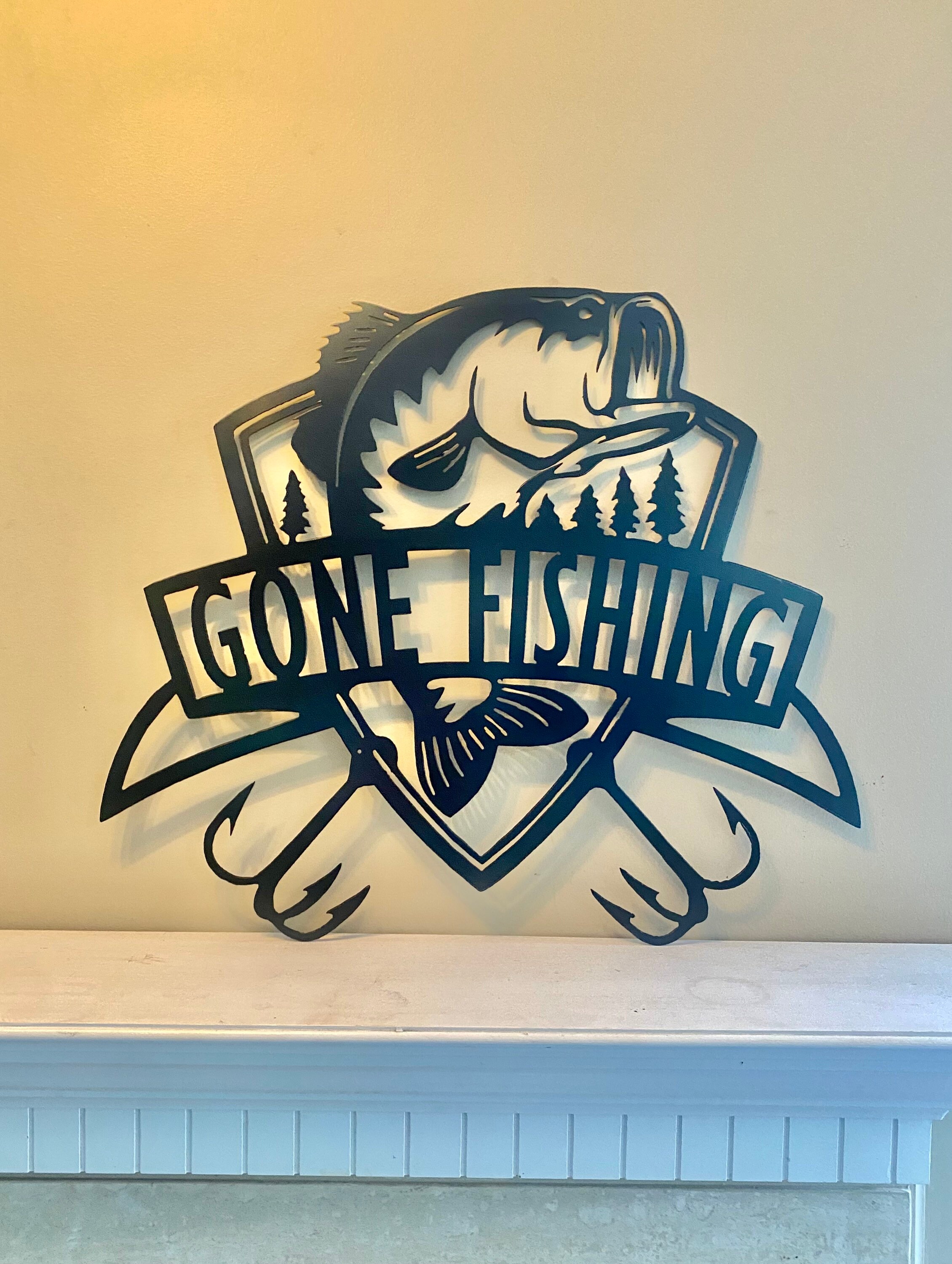 Custom Metal Fishing Sign / Gone Fishing Sign / Fishing Sign / Gift for ...