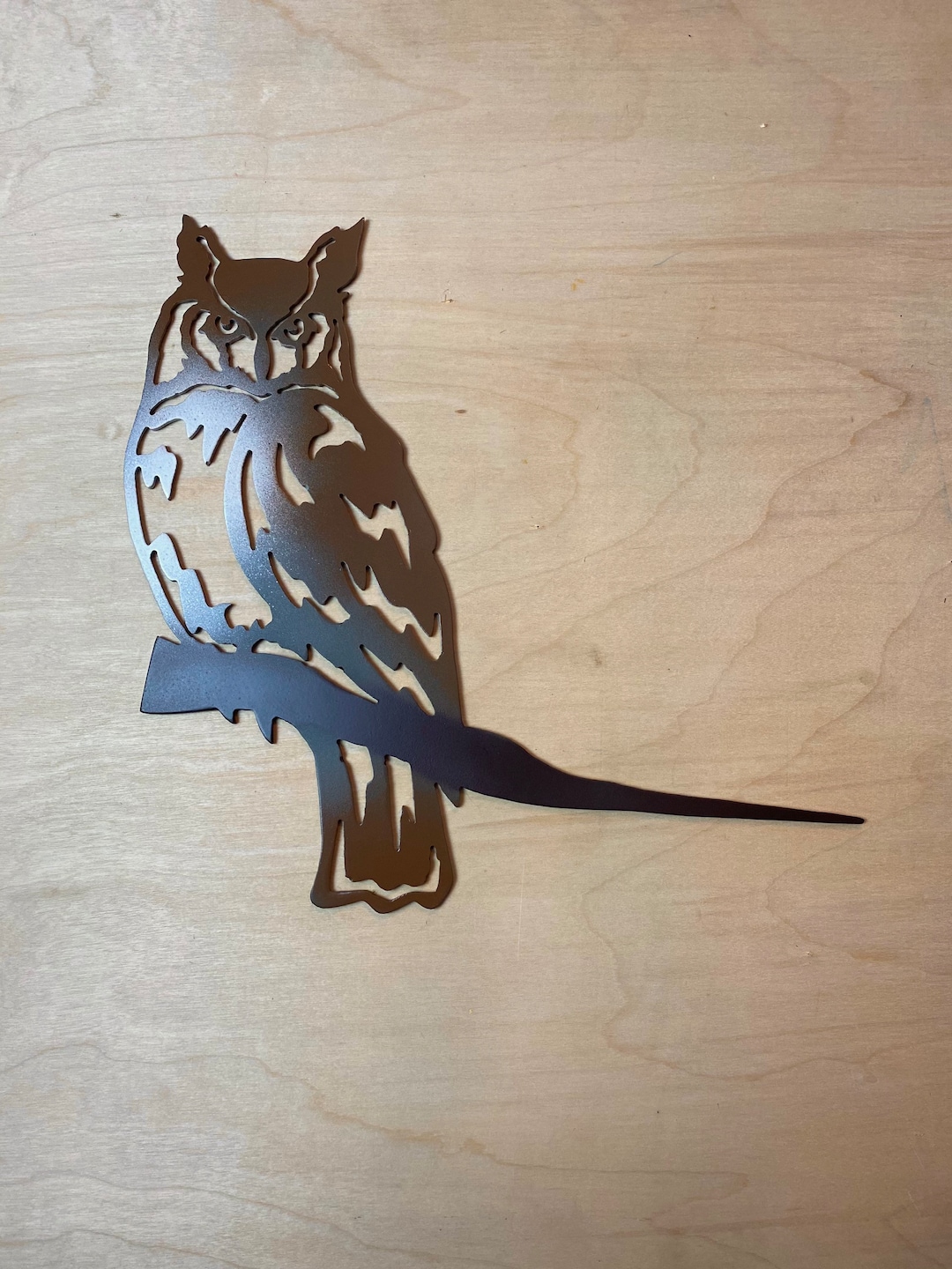 LARGE Metal Horned Owl / Metal Owl / Metal Bird for Tree / Metal Decor ...