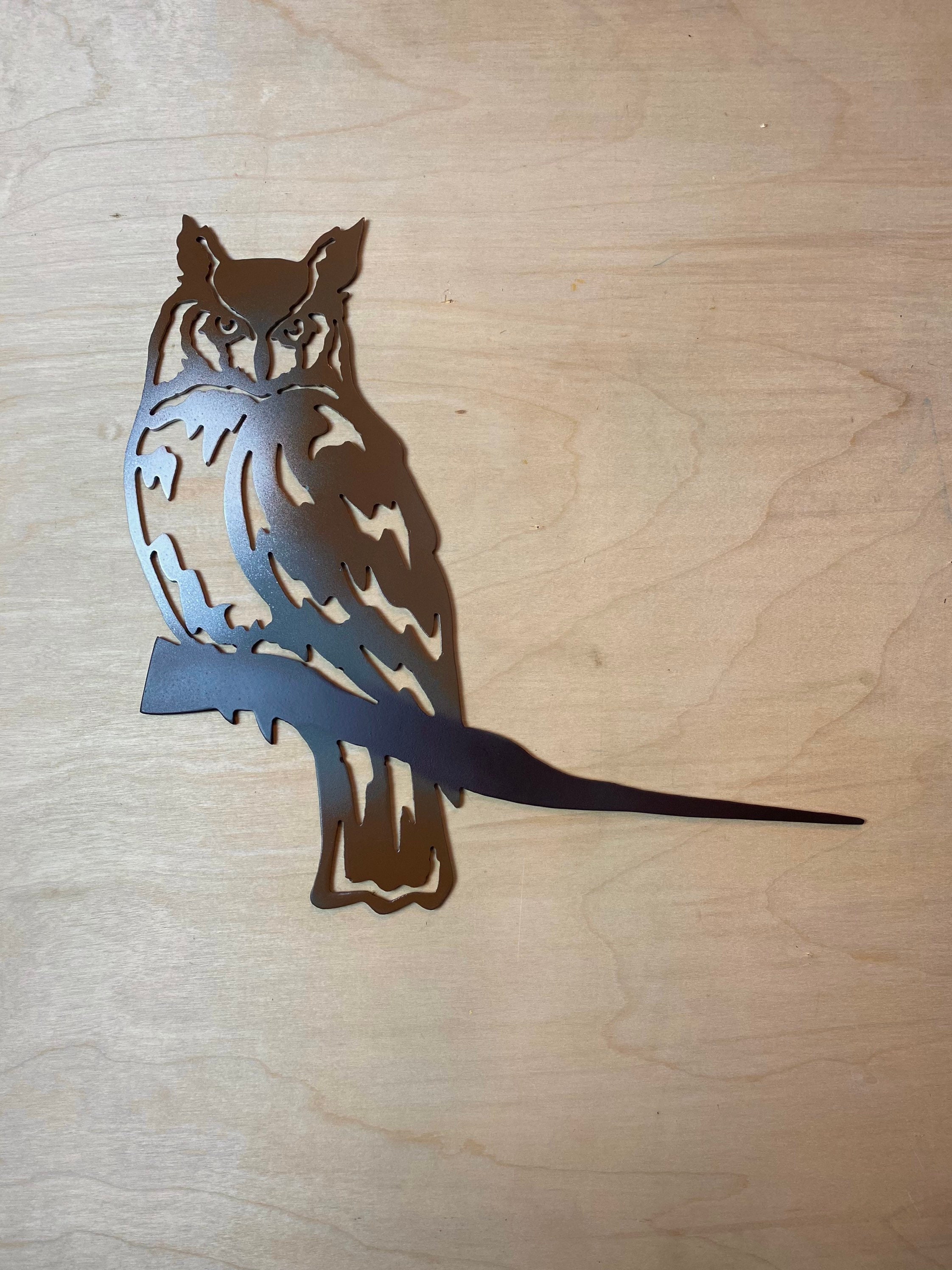 LARGE Metal Horned Owl / Metal Owl / Metal Bird for Tree / Metal Decor ...