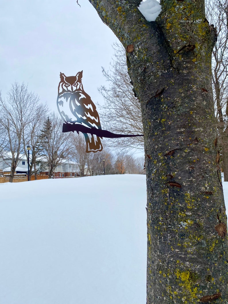 LARGE Metal Horned Owl / Metal Owl / Metal Bird for Tree / Metal Decor ...