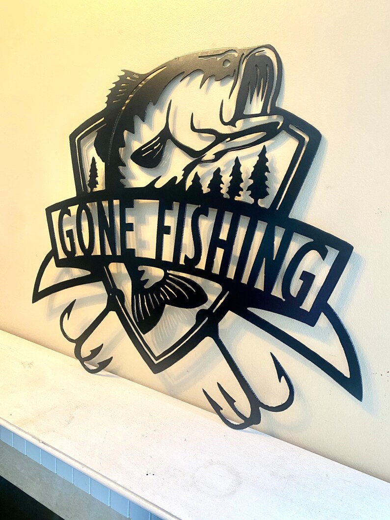 Custom Metal Fishing Sign / Gone Fishing Sign / Fishing Sign / Gift for ...