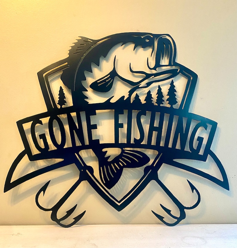 Custom Metal Fishing Sign / Gone Fishing Sign / Fishing Sign / Gift for ...