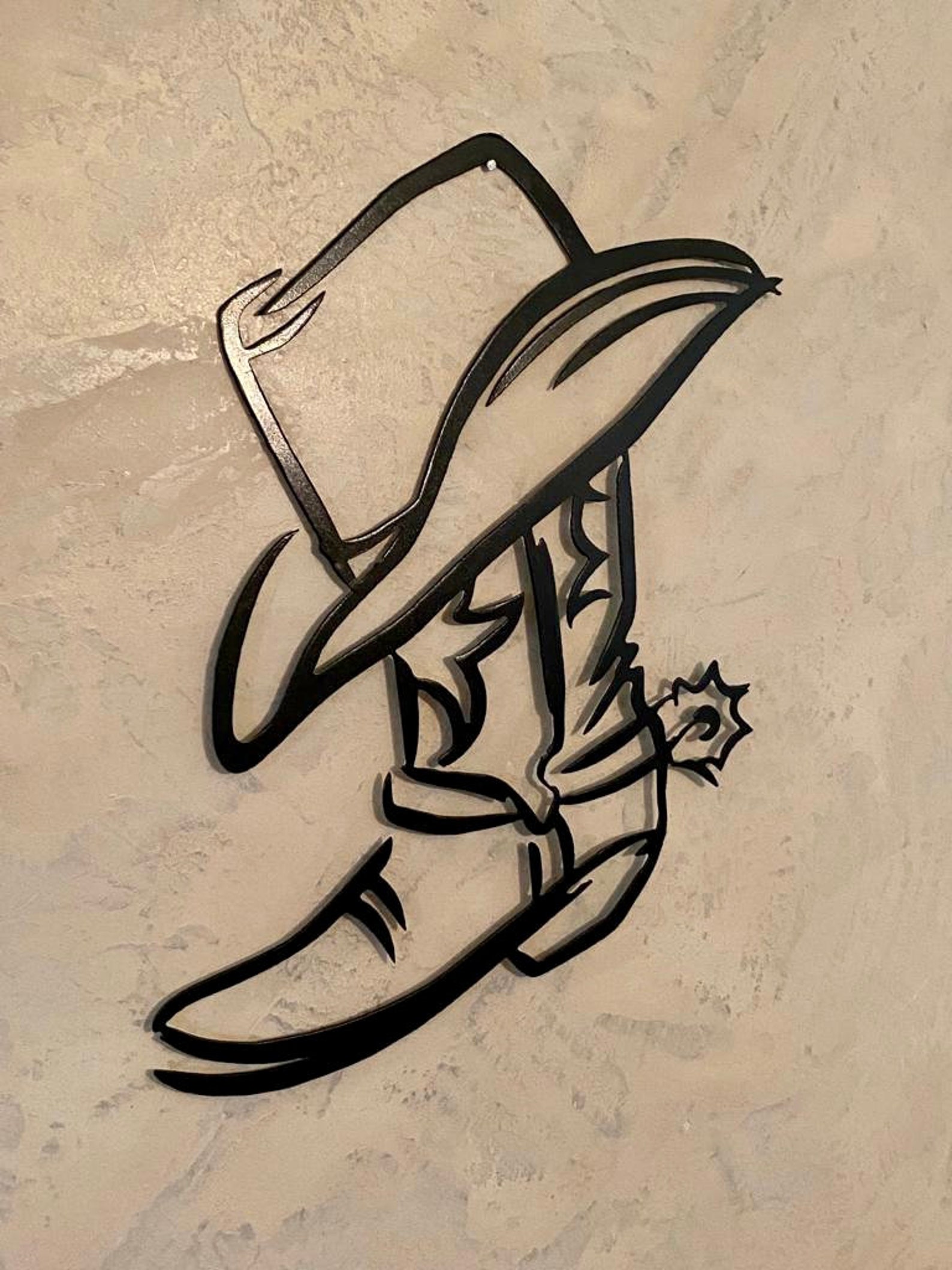 Cowboy Boot / Metal Cowboy Sign / Boot and Hat / Cowboy Hat Boot ...