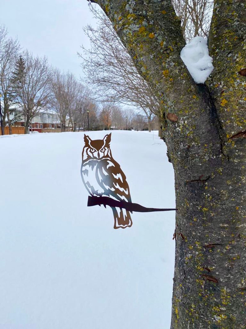 LARGE Metal Horned Owl / Metal Owl / Metal Bird for Tree / Metal Decor ...