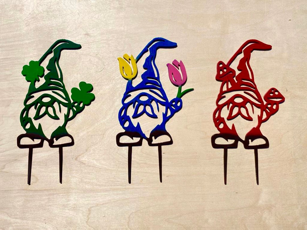 Metal Garden Gnome / Lawn Gnome / Stick in the Ground Gnome / Lawn ...