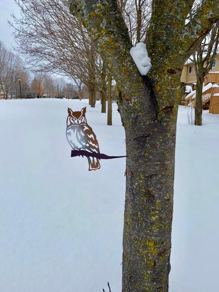 LARGE Metal Horned Owl / Metal Owl / Metal Bird for Tree / Metal Decor ...