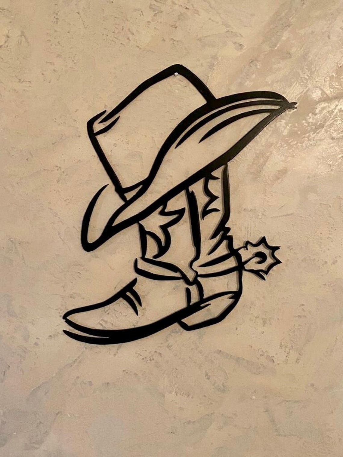 Cowboy Boot / Metal Cowboy Sign / Boot and Hat / Cowboy Hat Boot ...