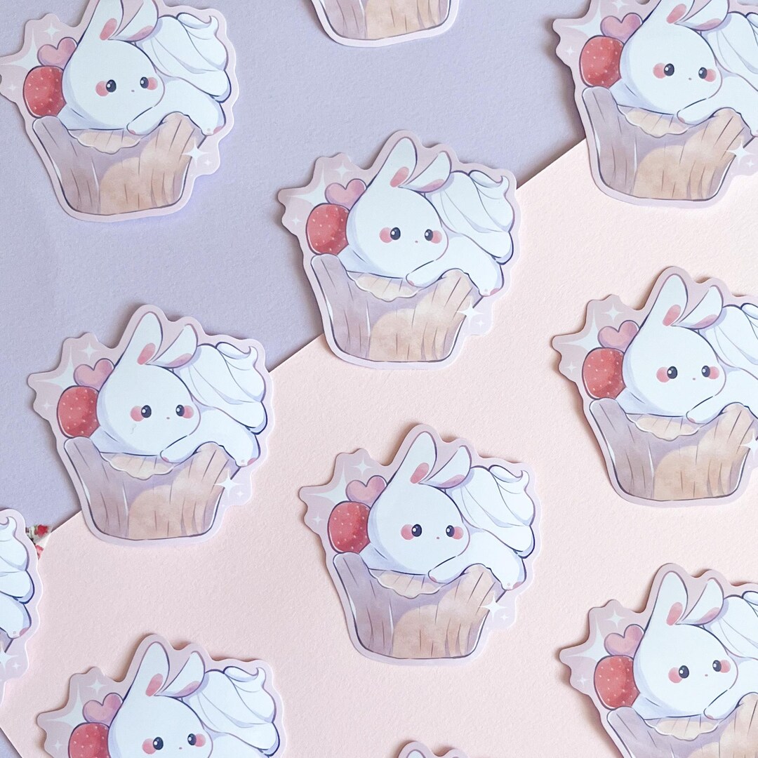 Cupcake Bunny Sticker| Anime | Cute Anime Stickers | Kawaii Stickers ...