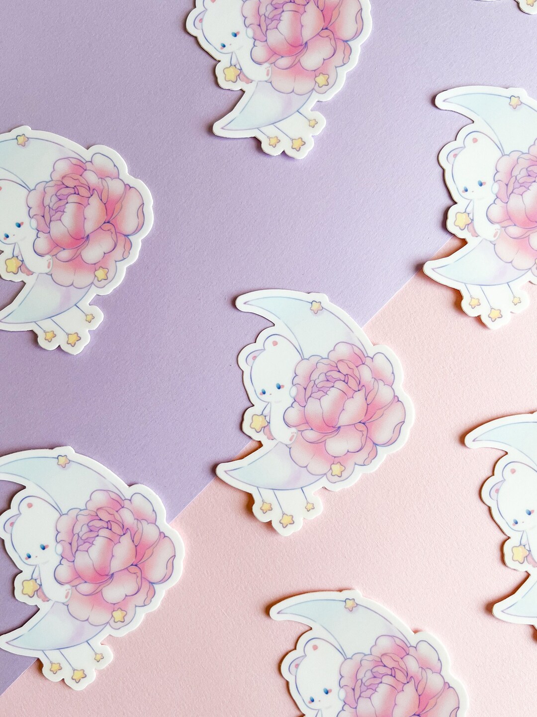 Peony Moon Bunny Sticker | Cute Anime Stickers | Kawaii Stickers | Die ...
