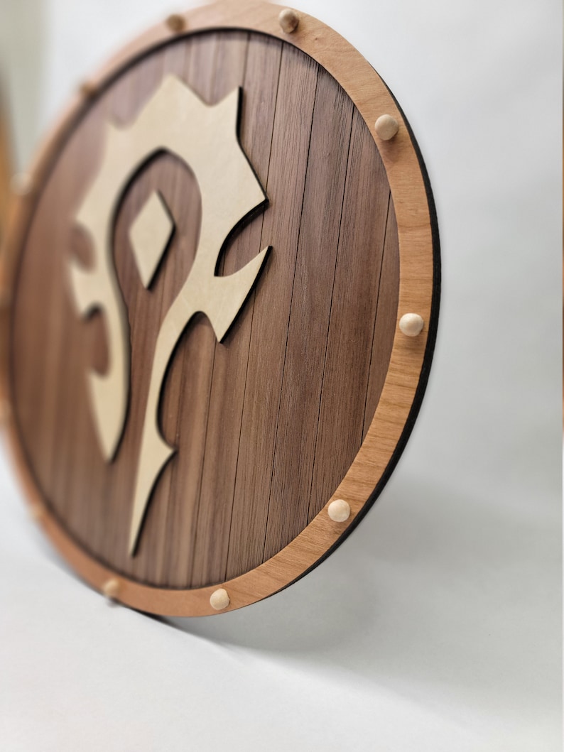 World of Warcraft Horde Shield: Maple, Cherry, and Walnut Wood Decor - Etsy