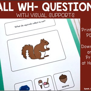 Printable Fall WH Questions Task Cards: Speech Therapy Activity (PDF ...
