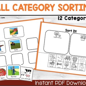 Fall Category Sorting Activity, Printable, Preschool Printables, Speech ...