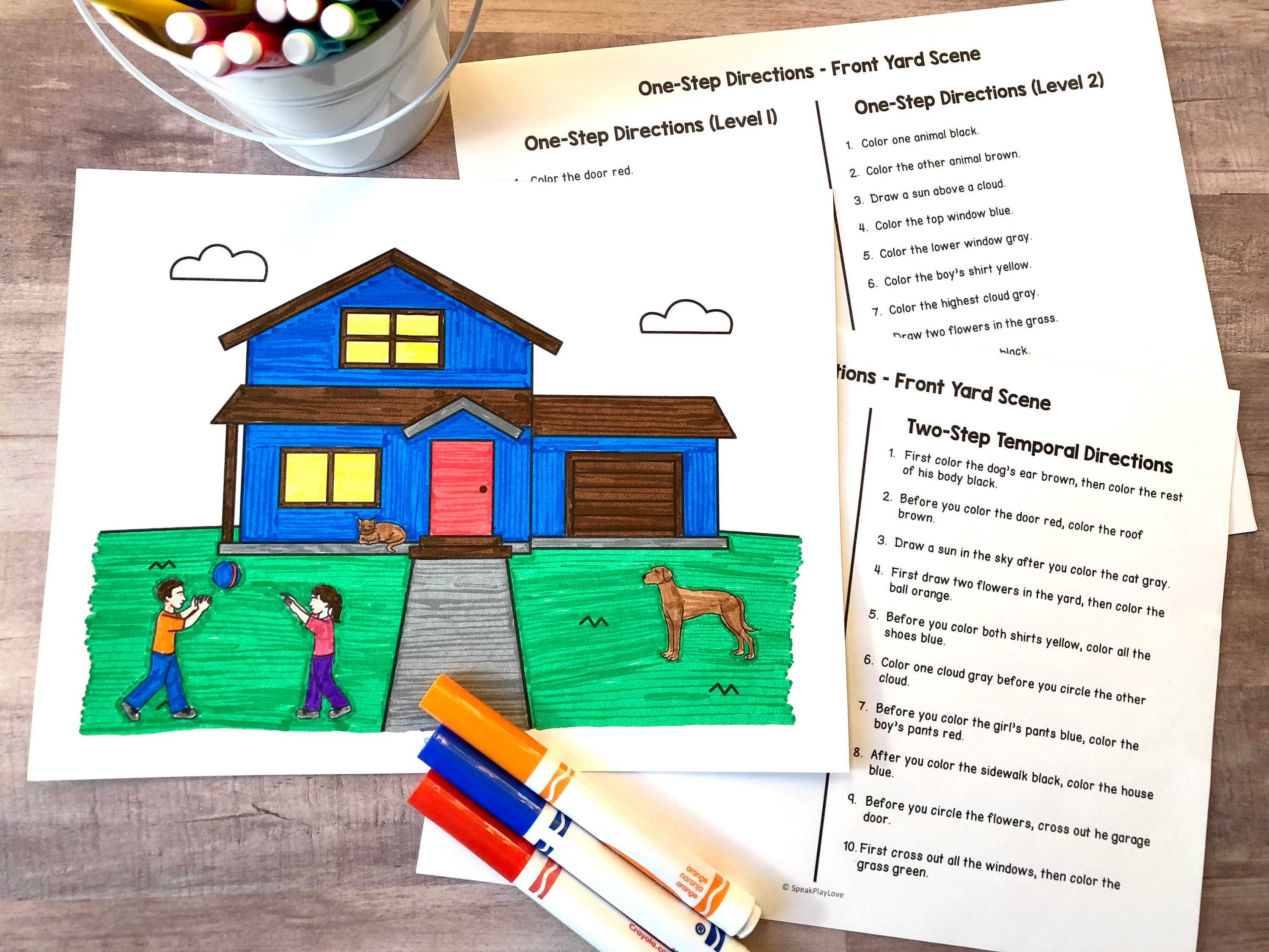 Printable Following Directions Coloring Pages, Speech Therapy Coloring ...