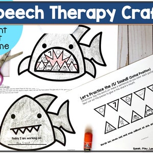 Printable Summer Speech Therapy Shark Craft, Articulation Summer ...