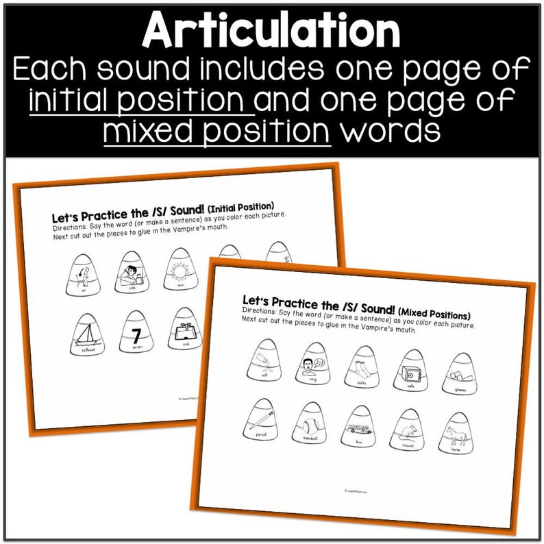 Printable Halloween Speech Therapy Craft, Articulation Worksheets, Cut ...