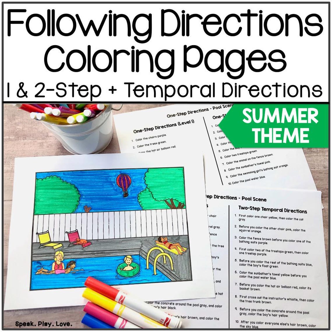 Printable Summer Following Directions Coloring Pages, Digital Download ...
