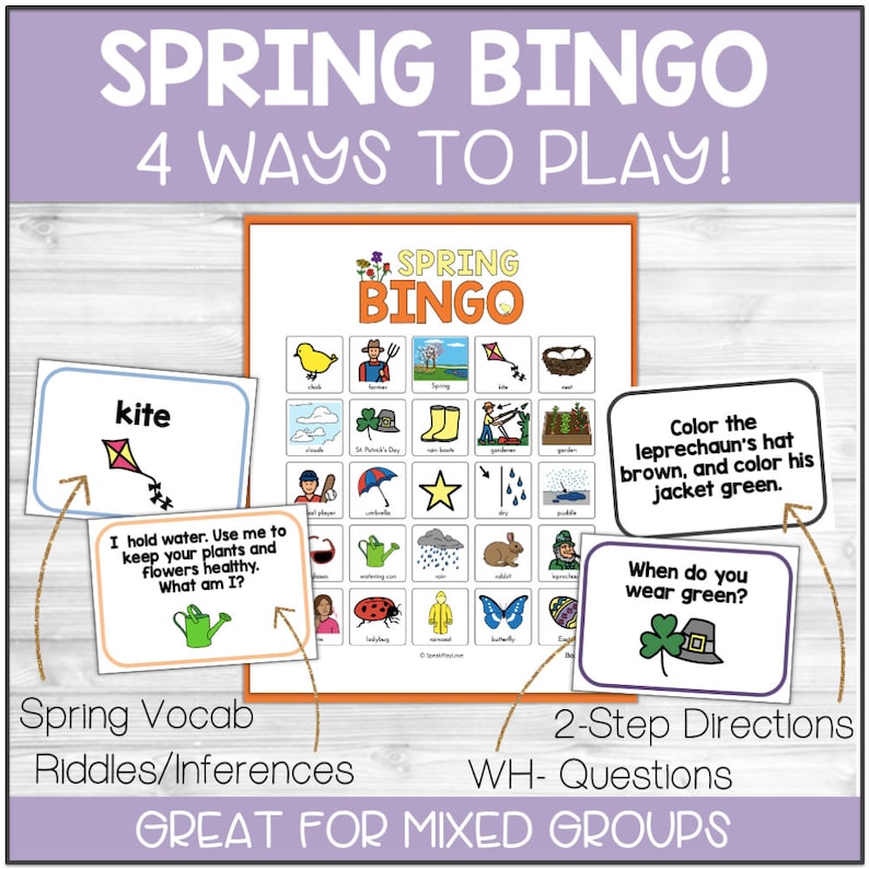 Printable Spring Bingo Activity, 32 Bingo Boards, Language Learning ...