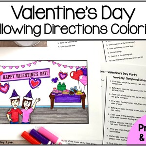 Printable Valentine's Day Following Directions Coloring Pages, Digital ...