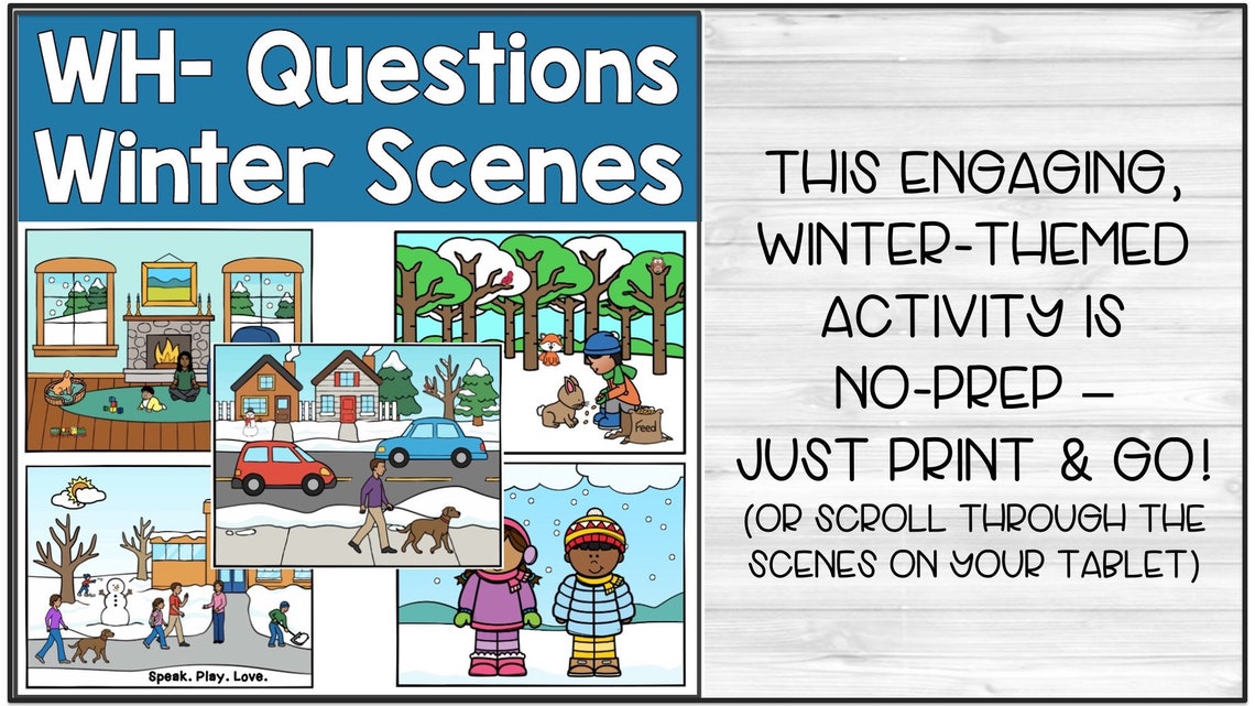 Winter WH Questions Picture Scenes: Speech Therapy Materials (digital ...