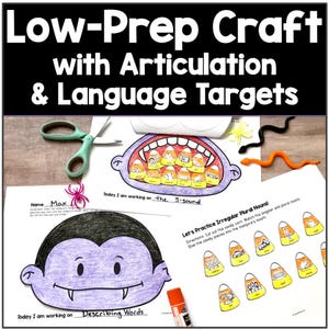 Printable Halloween Speech Therapy Craft, Articulation Worksheets, Cut ...
