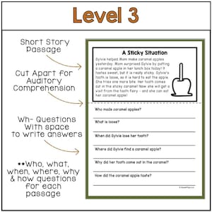 Fall Short Stories With WH Questions Printable; Listening Comprehension ...