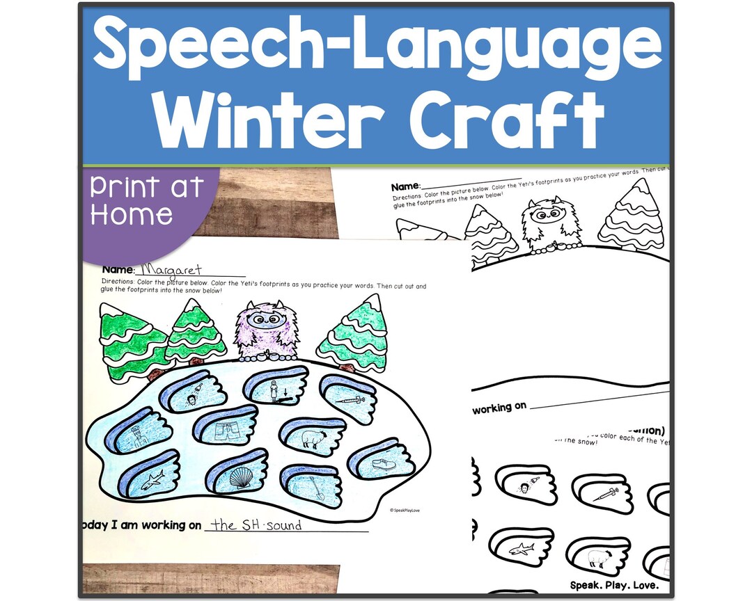 Printable Winter Speech Therapy Materials, Articulation Worksheets, Cut ...
