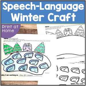 Printable Winter Speech Therapy Materials, Articulation Worksheets, Cut ...