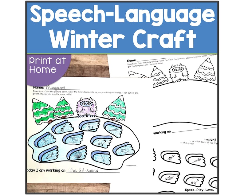 Printable Winter Speech Therapy Materials, Articulation Worksheets, Cut ...