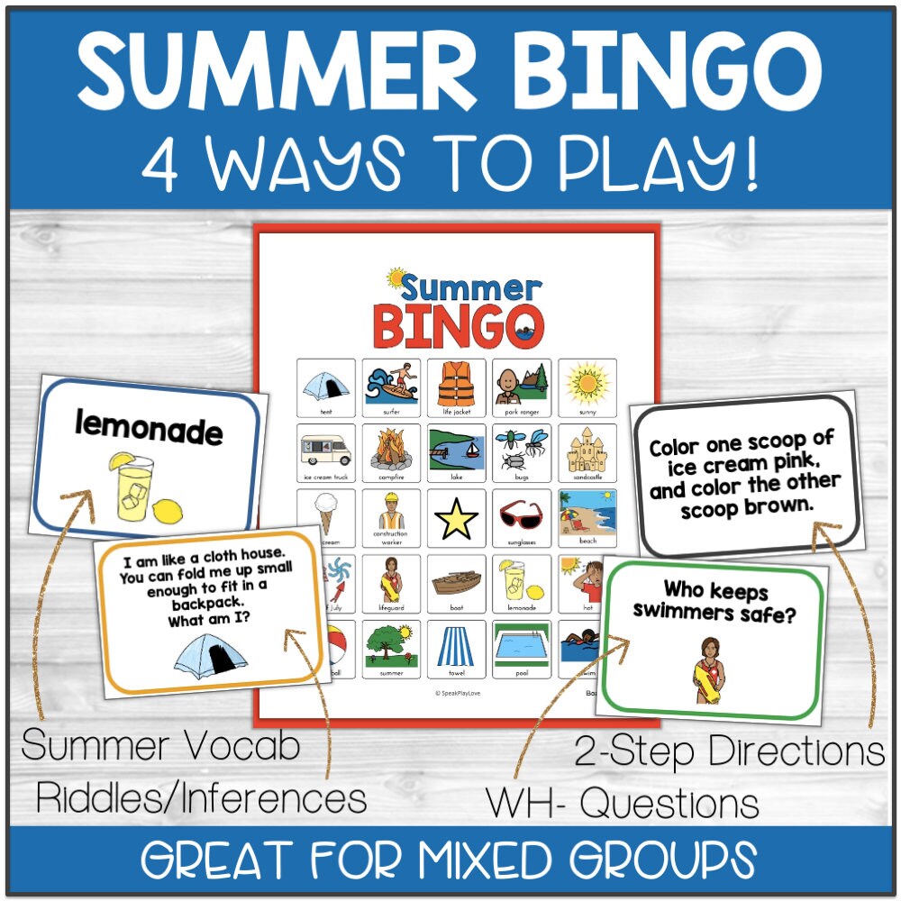 Printable Summer Bingo Activity, 32 Bingo Boards, Language Learning ...