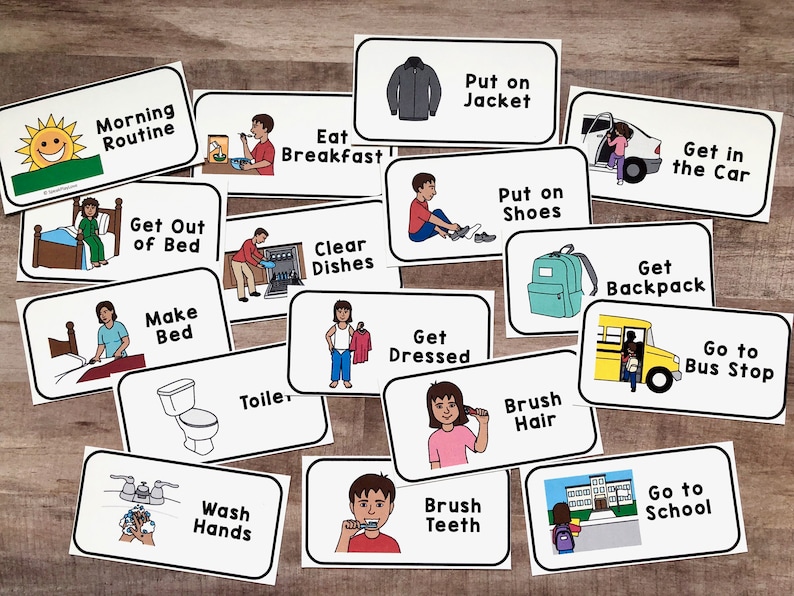 Kids' Morning & Bedtime Routine Cards: Visual Checklist (digital ...