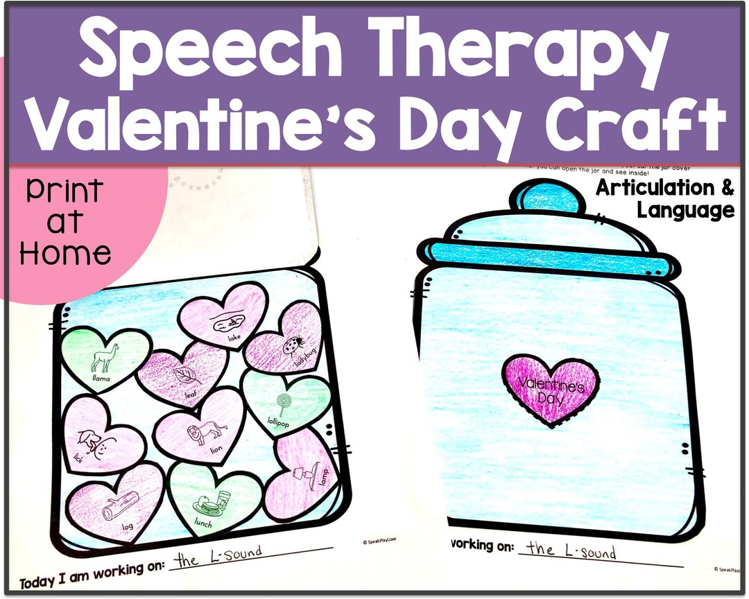 Printable Valentine's Day Speech Therapy Craft, Articulation Worksheets ...