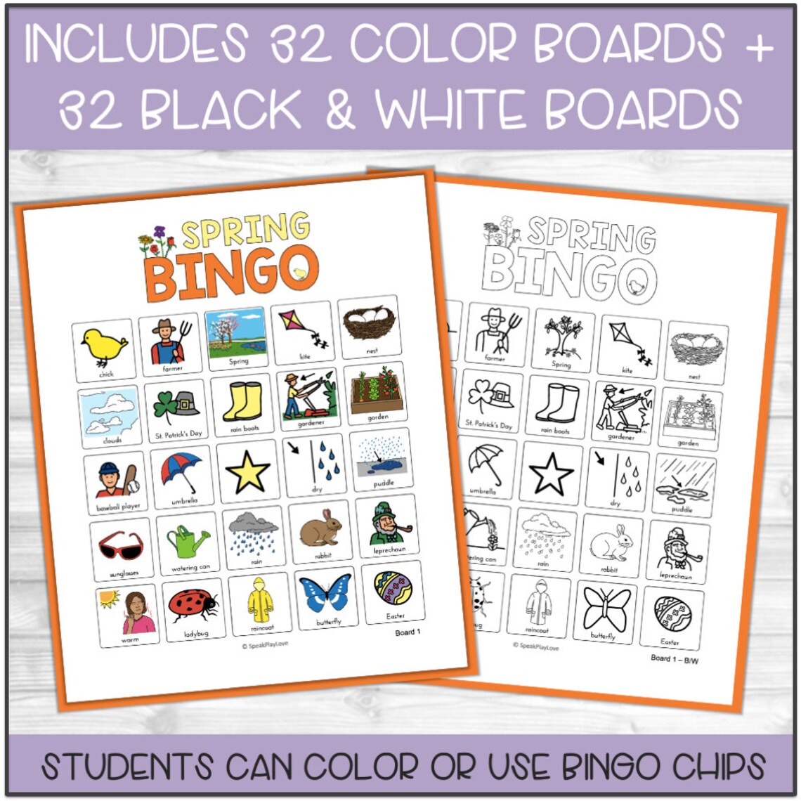 Printable Spring Bingo Activity, 32 Bingo Boards, Language Learning ...