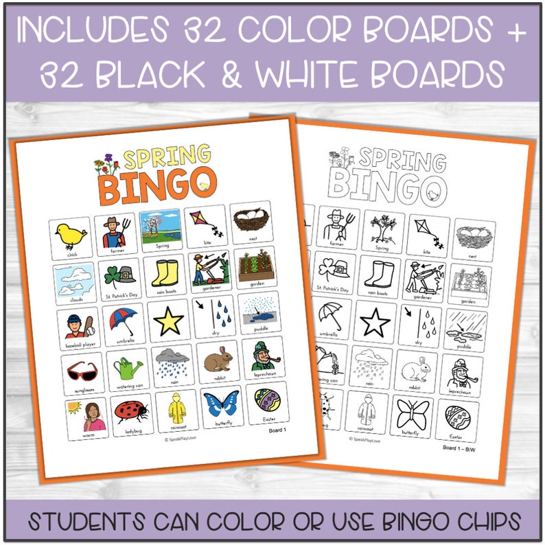 Printable Spring Bingo Activity, 32 Bingo Boards, Language Learning ...