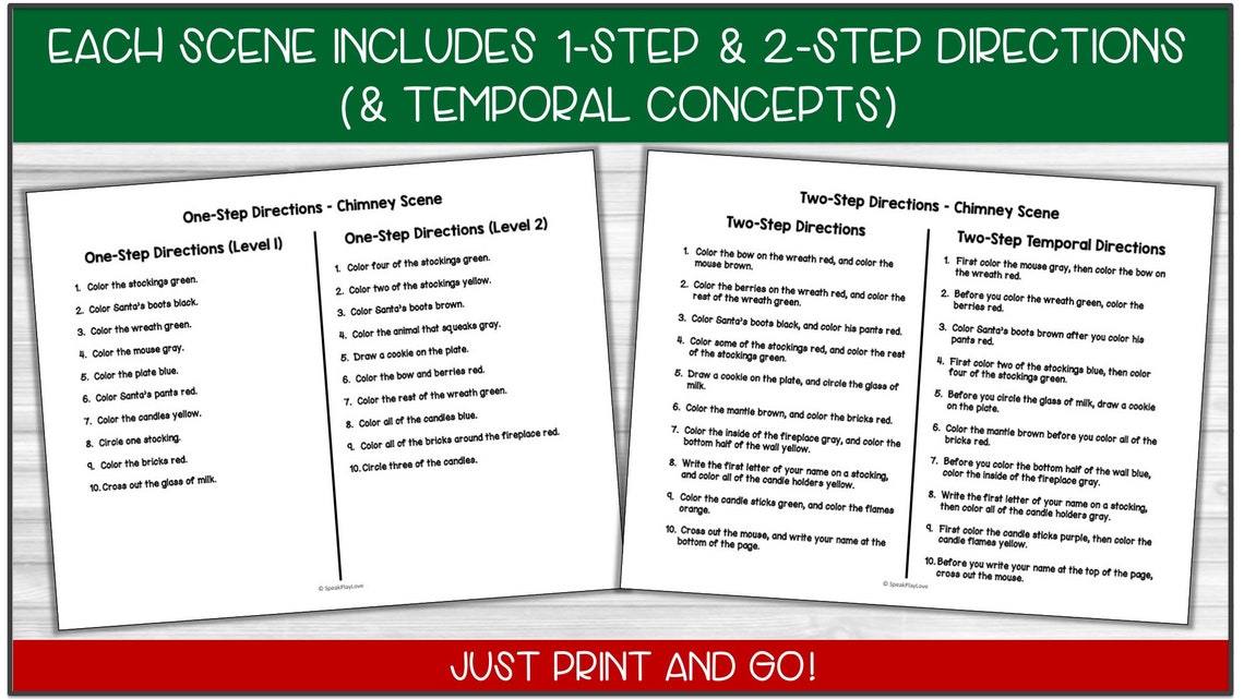 Printable Christmas Following Directions Coloring Pages, Digital ...