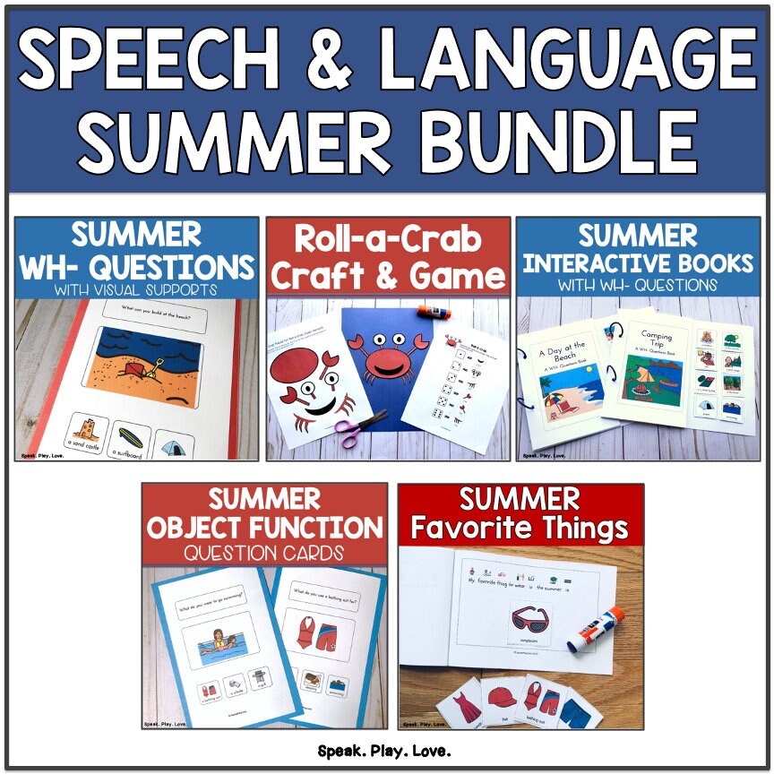 Printable Summer Speech Language Therapy Activities, Homework ...