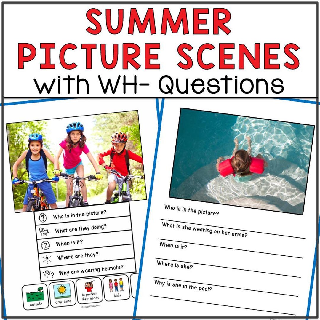 Summer WH Questions About Picture Scenes; Printable; Speech Therapy ...