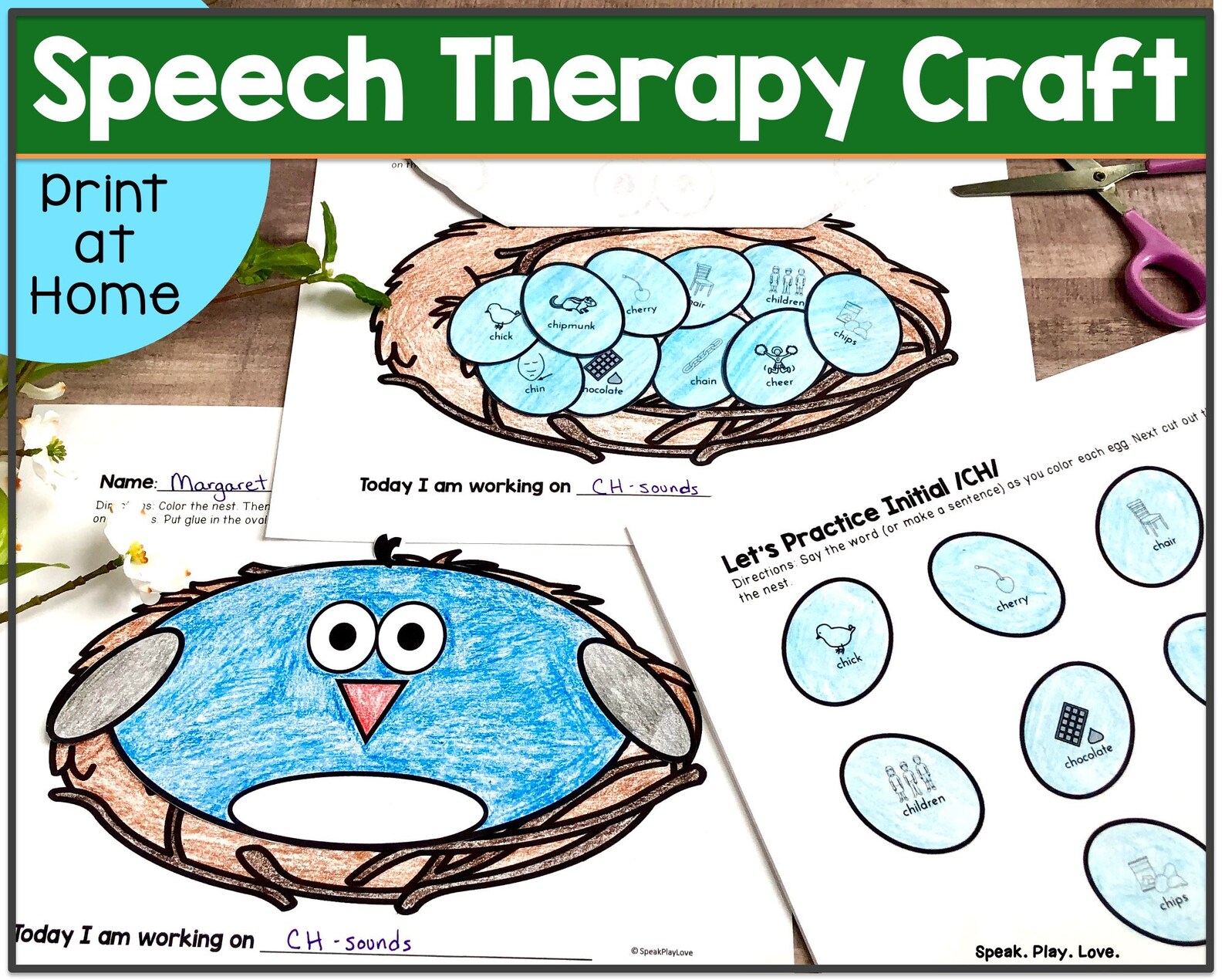 Printable Speech Therapy Craft, Articulation Worksheets, Cut and Glue ...
