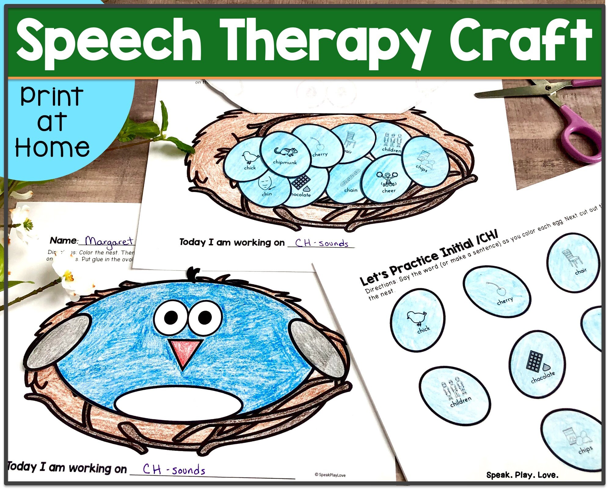 Printable Speech Therapy Craft, Articulation Worksheets, Cut and Glue ...