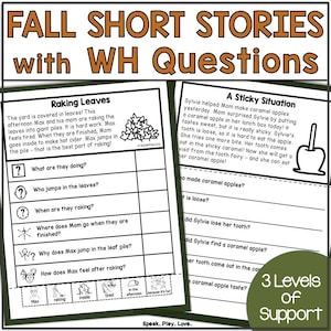 Fall Short Stories With WH Questions Printable; Listening Comprehension ...