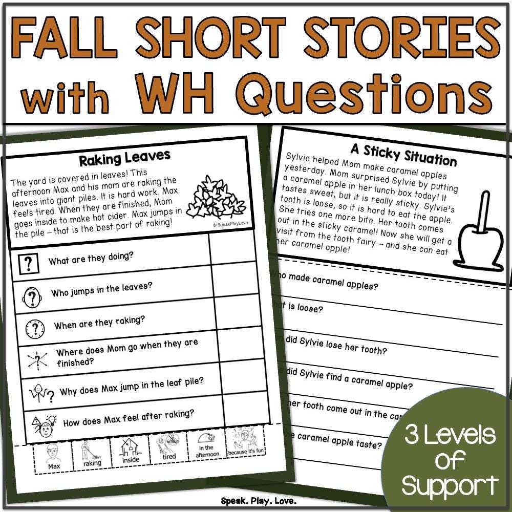 Fall Short Stories With WH Questions Printable; Listening Comprehension ...