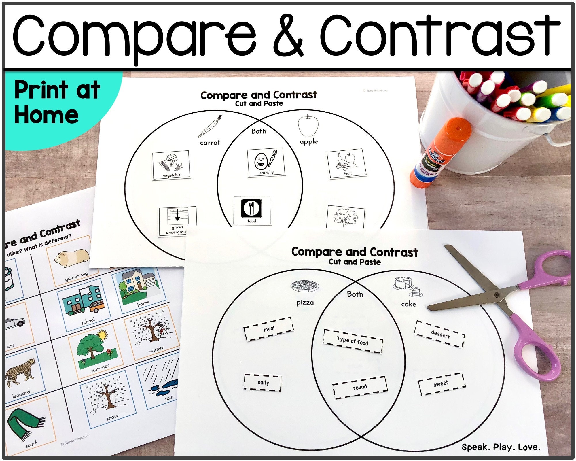 Compare and Contrast, Venn Diagrams, Use With or Without Supports ...