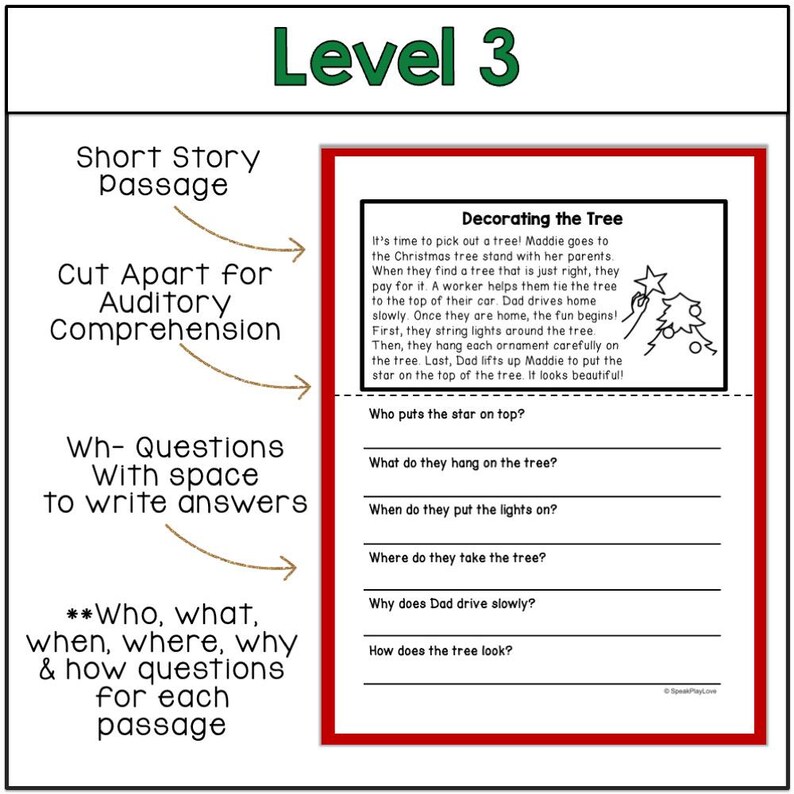 Christmas Short Stories With WH Questions: Speech Therapy (digital ...