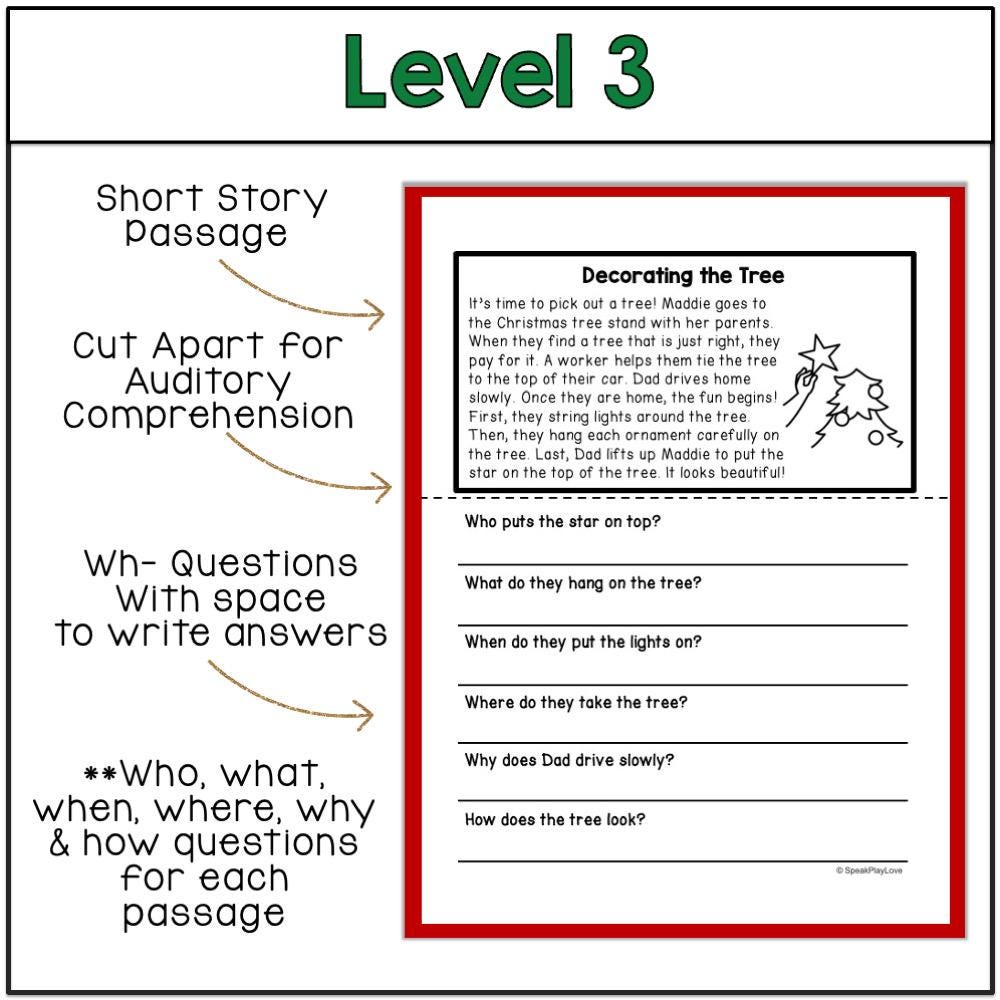Christmas Short Stories With WH Questions: Speech Therapy (digital ...